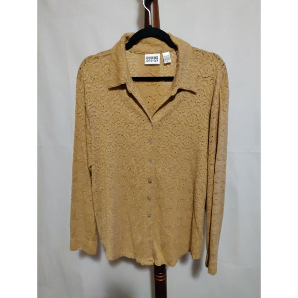 Chico's | Tops | Chicos Design Womens Size 3 Top Mustard Color Collared ...